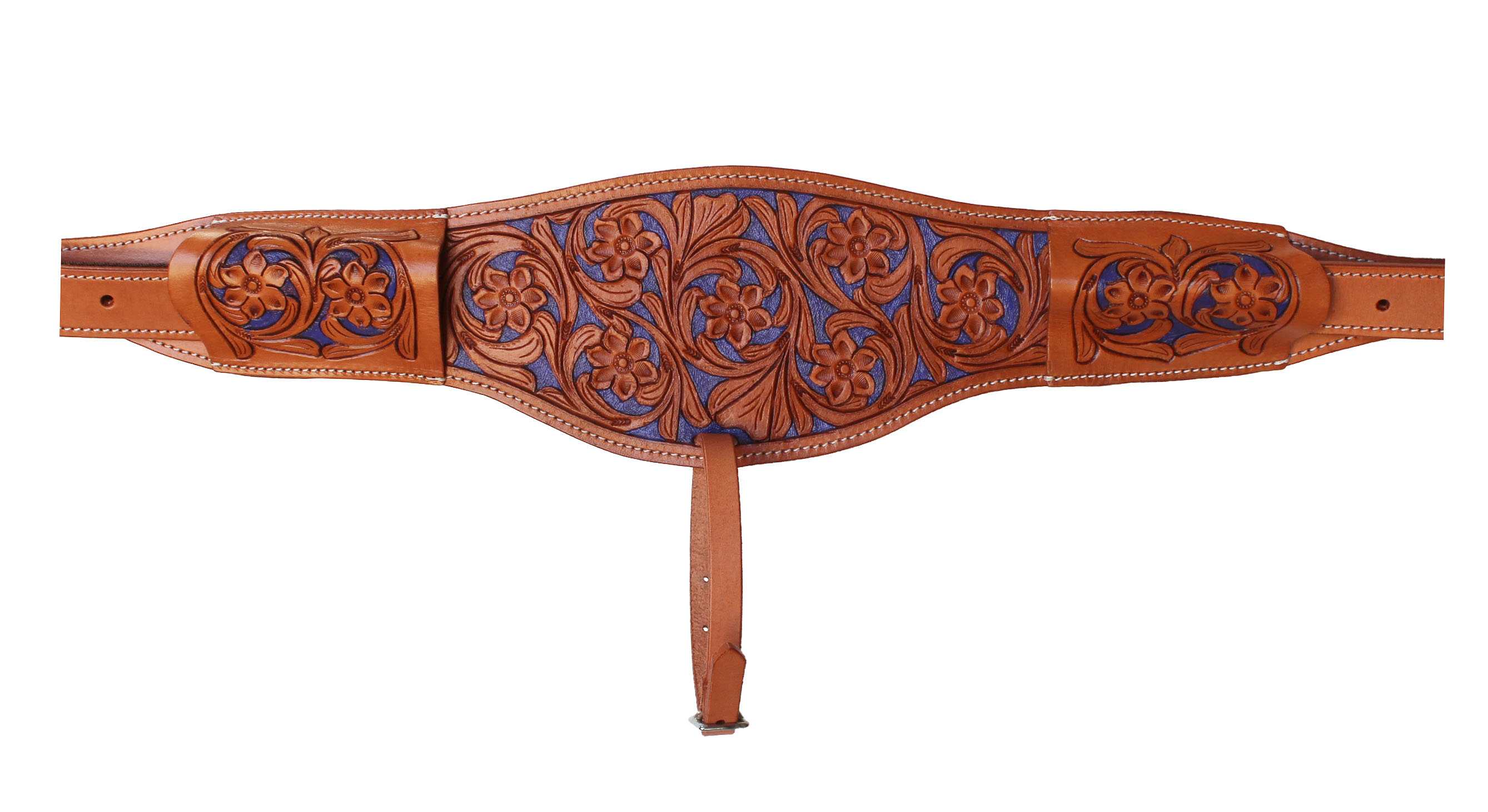 CHALLENGER Horse Western Floral Tooled Leather Rear Flank Saddle Cinch ...