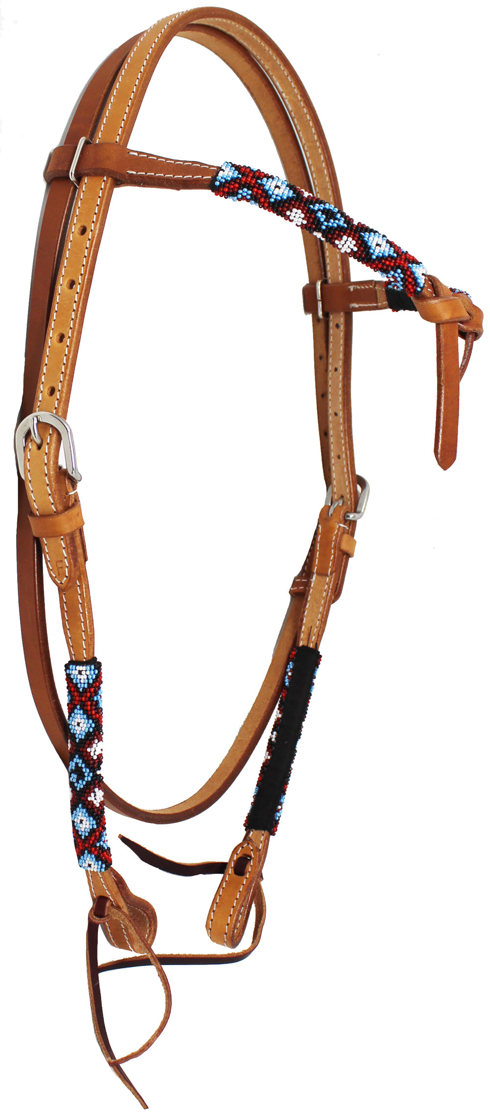Horse Show Bridle Western Leather Tack Knotted Beaded Browband ...